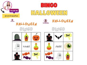 Bingo Halloween - Professora Carolina Palhas