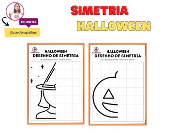 Desenho de Simetria Halloween - Professora Carolina Palhas