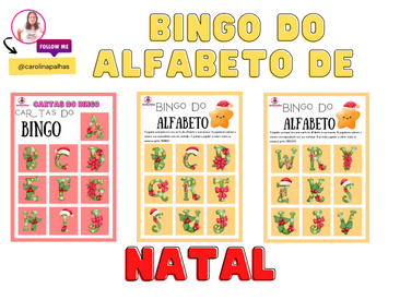 Atividade de Natal Bingo do Alfabeto Natalino - Professora Carolina Palhas